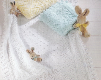 Lacy Baby Shawl 2 Designs Heirloom Blanket PDF Knitting Pattern 3ply ...