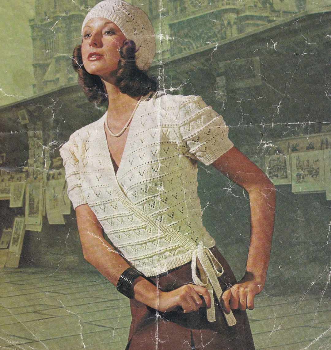 Ladies Crossover Cardigan and Hat Vintage Knitting Pattern - 4 Ply - Etsy