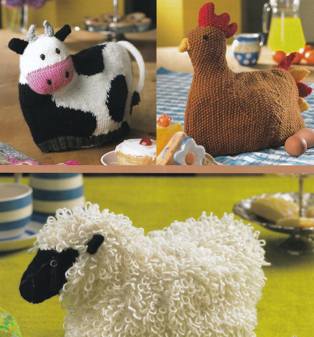 Vintage Tea Cosies Knitting Pattern PDF Download - Cow Sheep and Hen ...
