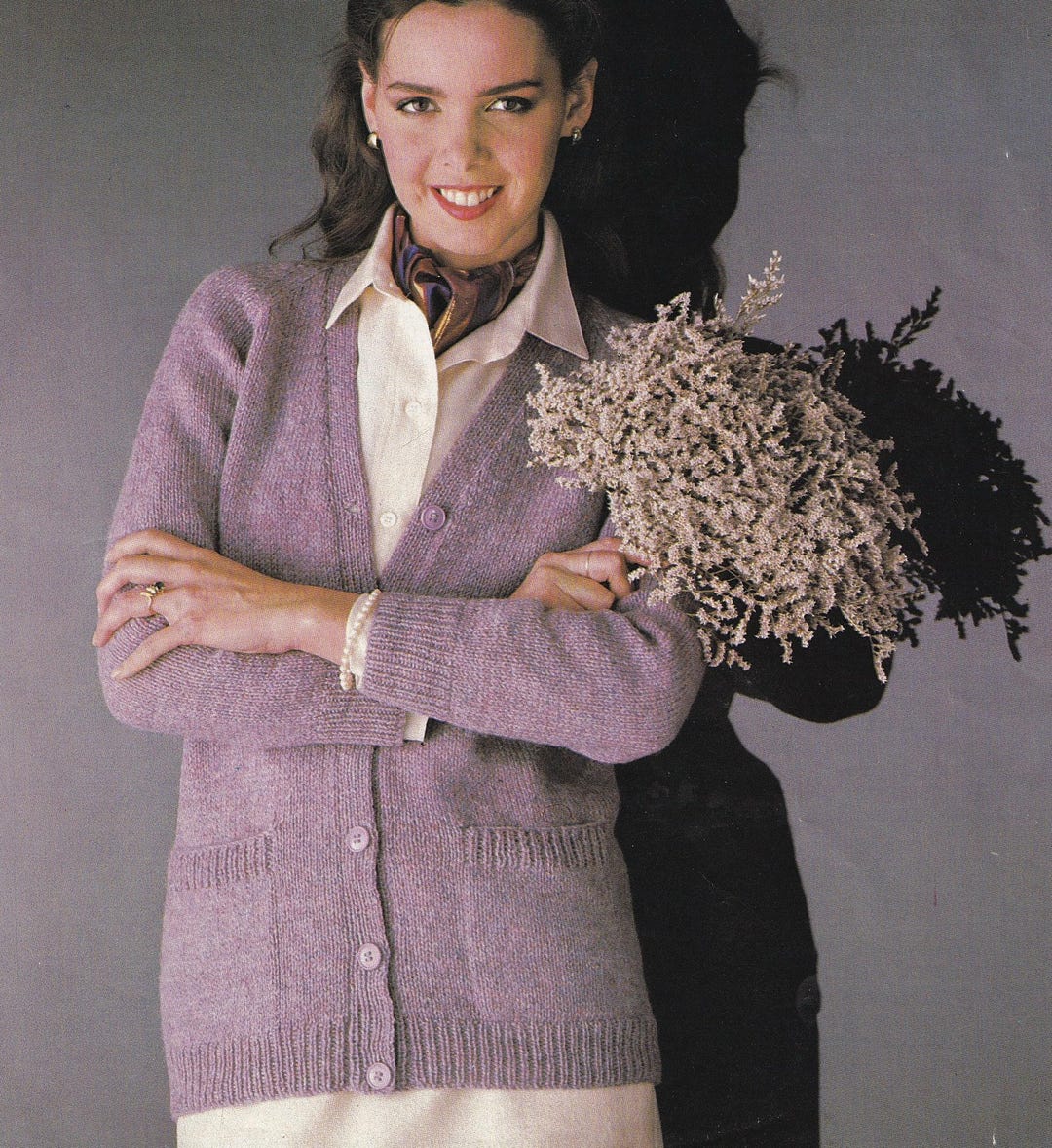 PDF Knitting Pattern for Ladies Classic Cardigan, Vintage Knitting ...