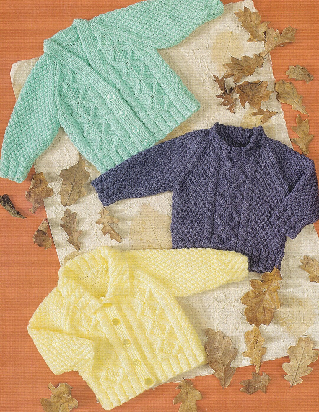 PDF Knitting Pattern for Baby Cable Sweater and Cardigans From Size 14 ...