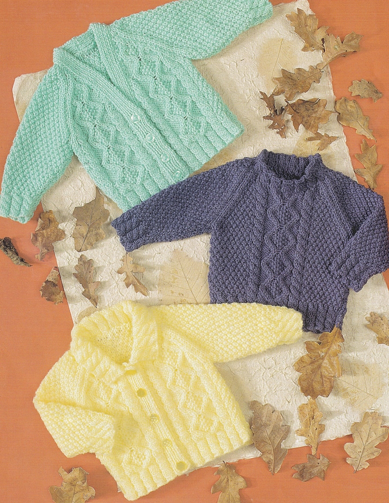 PDF Knitting Pattern for Baby Cable Sweater and Cardigans From Size 14 ...