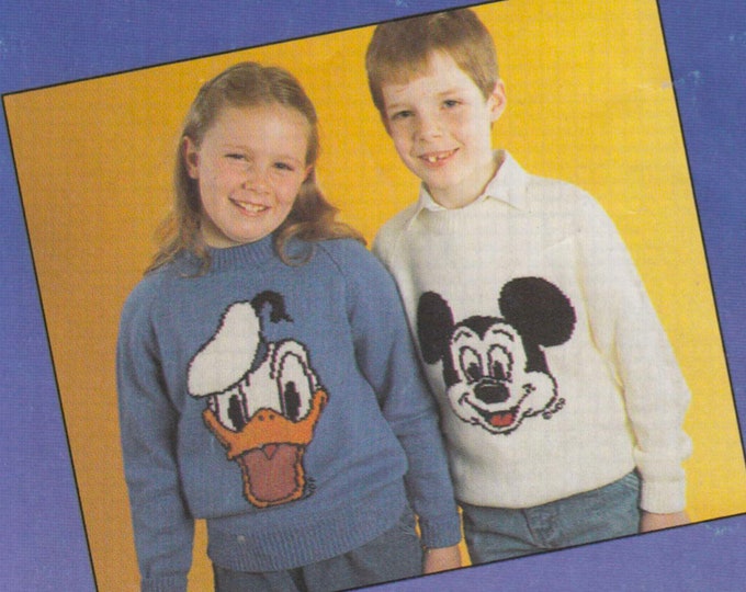 Mickey and Minnie Mouse Knitting Pattern Sweaters for Children and ...