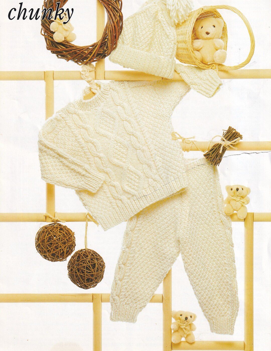 Knitting Pattern for Baby to Child Walking Set in Chunky Yarn - Sweater ...