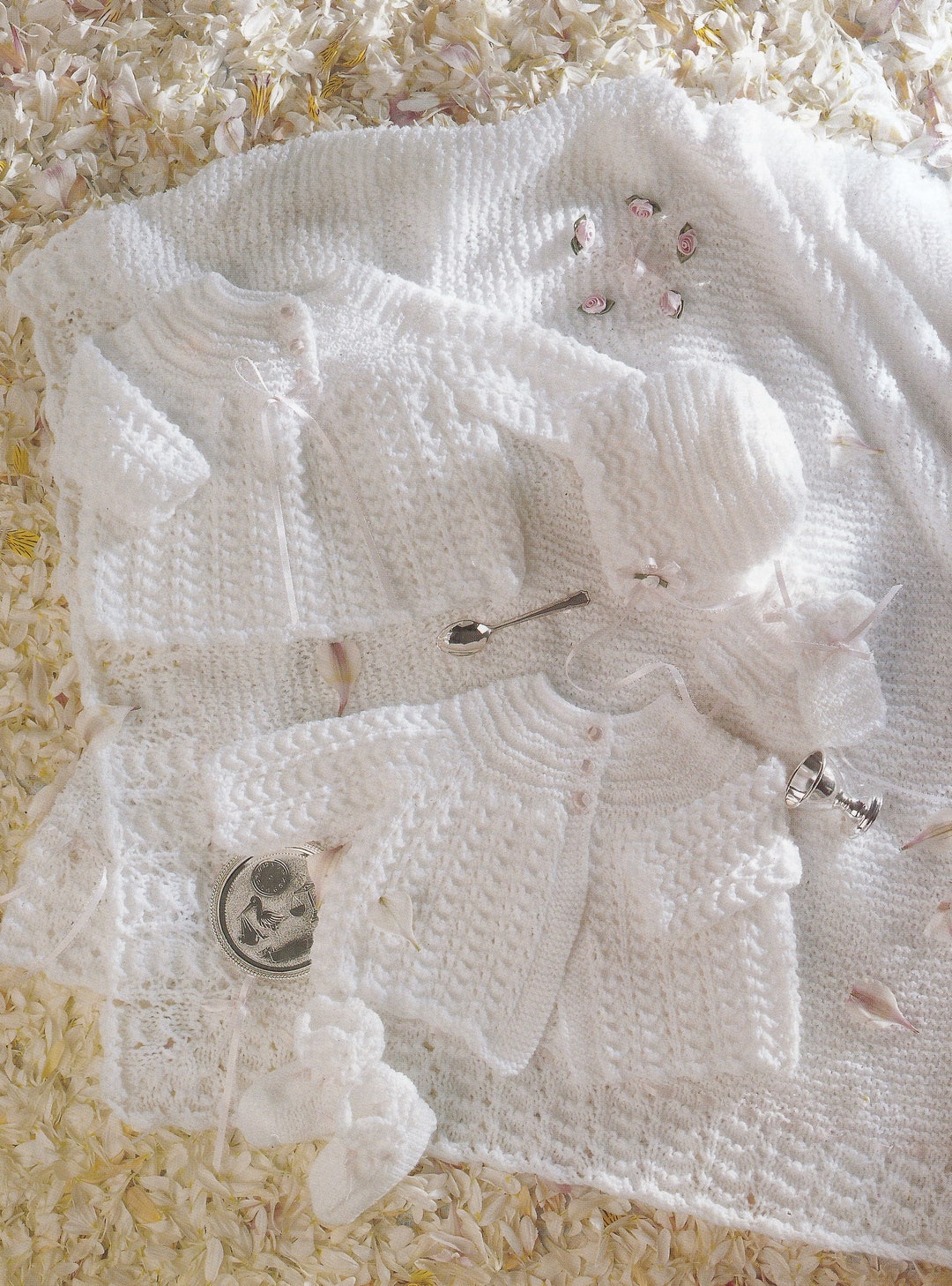 Baby Layette Set Knitting Pattern - Matinee Jacket Blanket Booties ...