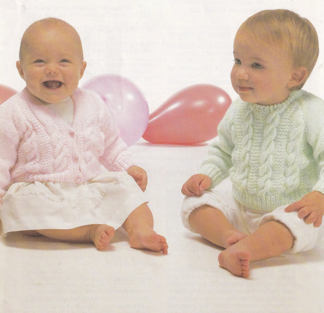 Baby Knitting Pattern - Cable Cardigan and Sweater in Dk Yarn - Etsy