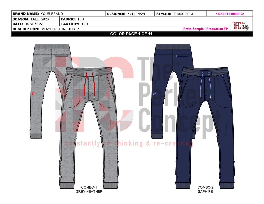 Men's or Boy's Fashion Jogger Pant Tech Pack (finished and Complete ...