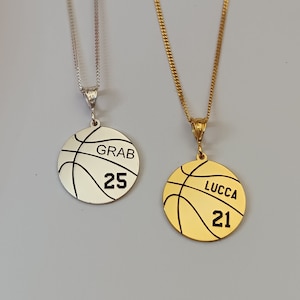 Custom Basketball Name & Number Necklace: Sterling Silver Pendant - Etsy