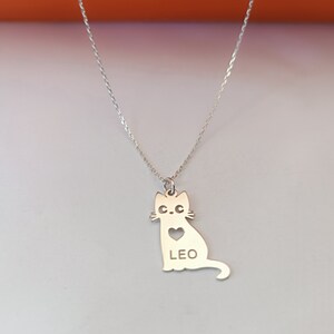 Personalized Cat Charm Necklace - Cat Name Necklace - Name Cat Pendant ...