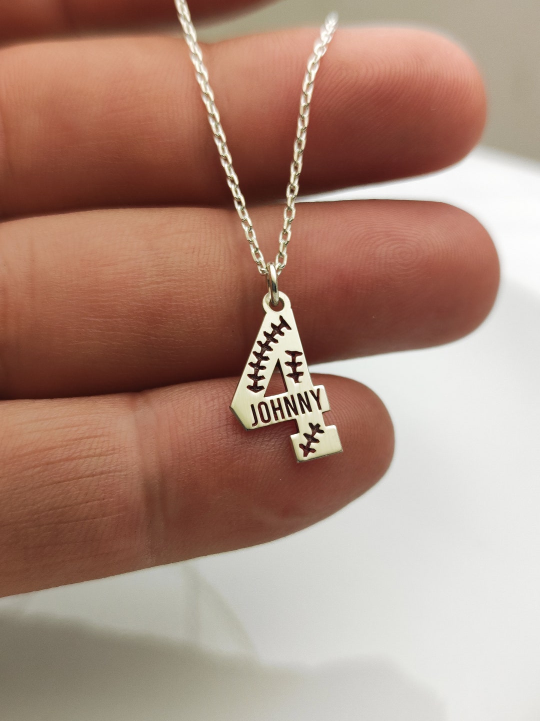 Personalized Baseball Number Necklace: Sterling Silver Sports Pendant ...