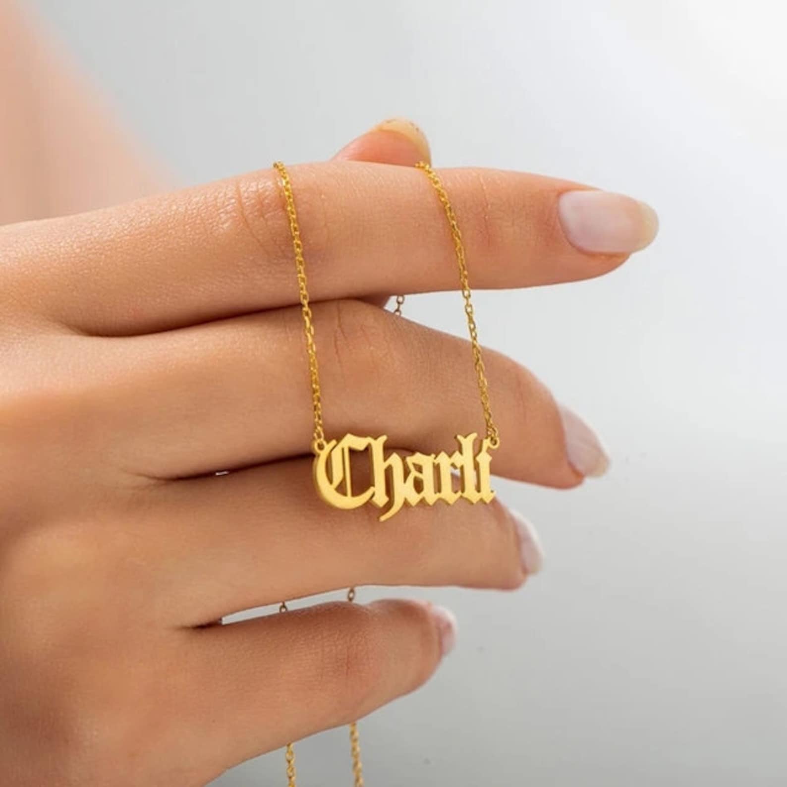 Personalized Gold Gothic Leo Name Necklace: Zodiac Sign Jewelry - Etsy