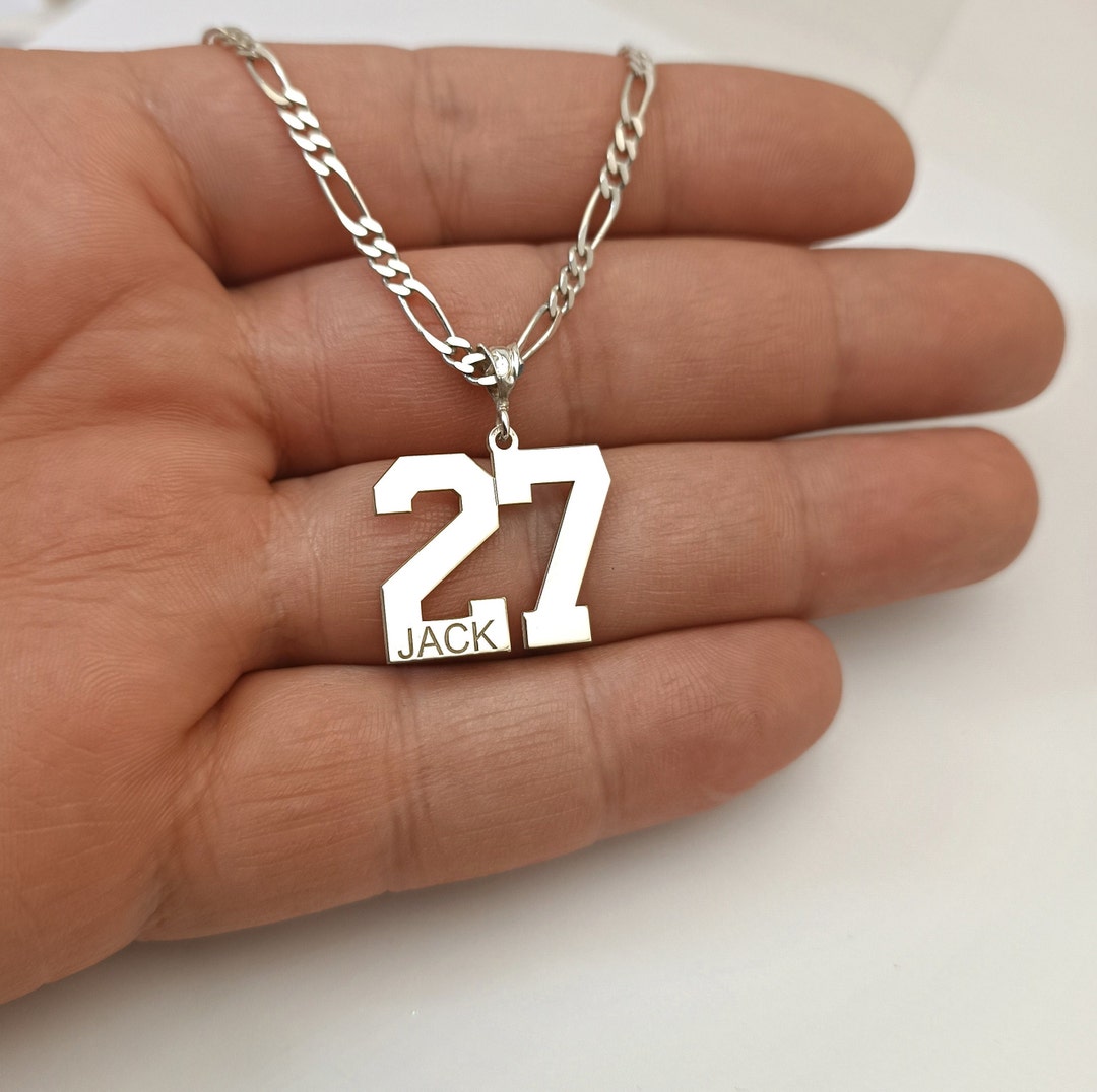 Sterling Silver Sport Number Necklace: Personalized Basketball Pendant ...