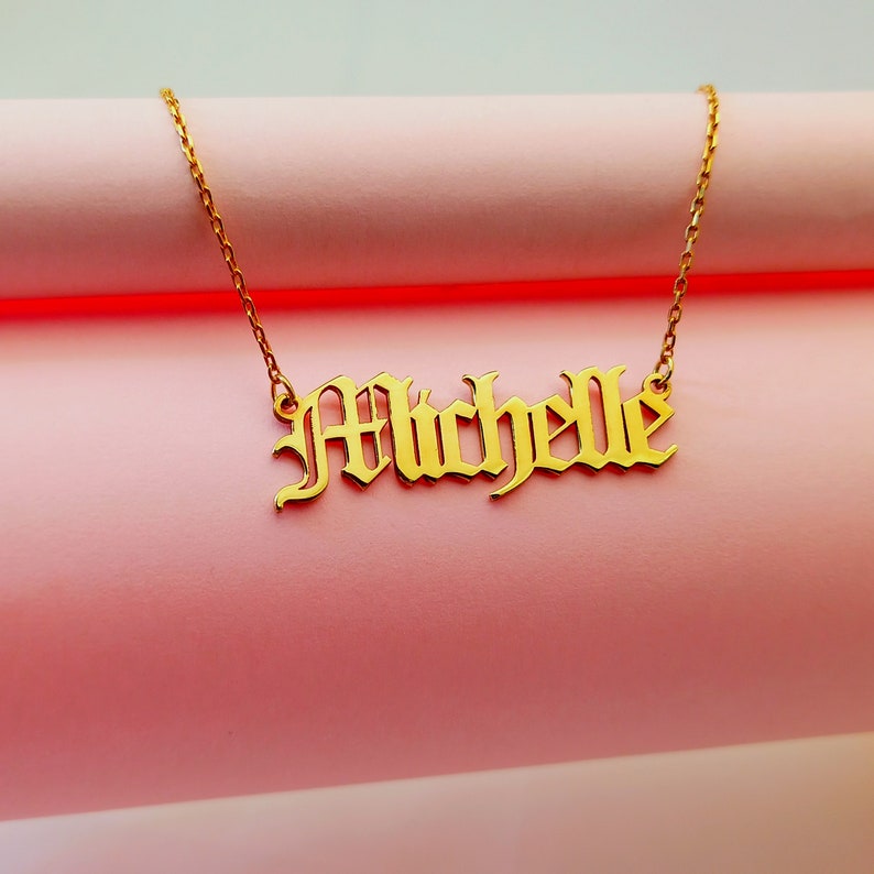 Personalized Gold Gothic Leo Name Necklace: Zodiac Sign Jewelry - Etsy