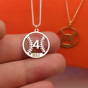 Personalized Sterling Silver Baseball Necklace: Custom Name & Number - Etsy