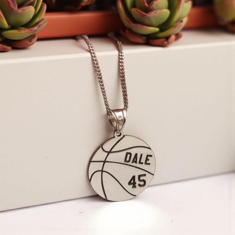 Custom Basketball Name & Number Necklace: Sterling Silver Pendant - Etsy