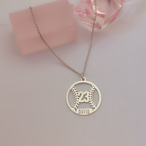 Personalized Sterling Silver Baseball Necklace: Custom Name & Number - Etsy