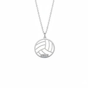 Sterling Silver Volleyball Pendant Necklace: Personalized Sport Jewelry ...