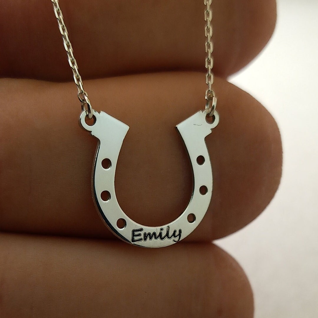 Collier prénom fer à cheval en argent 925, pendentif fer à cheval porte ...