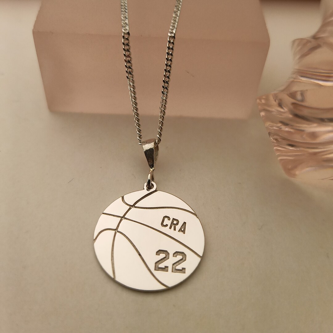 Custom Basketball Name & Number Necklace: Sterling Silver Pendant - Etsy