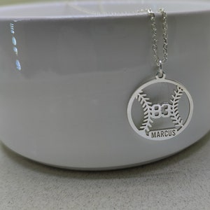 Personalized Sterling Silver Baseball Necklace: Custom Name & Number - Etsy