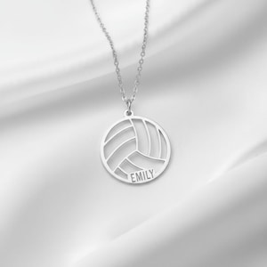 Sterling Silver Volleyball Pendant Necklace: Personalized Sport Jewelry ...