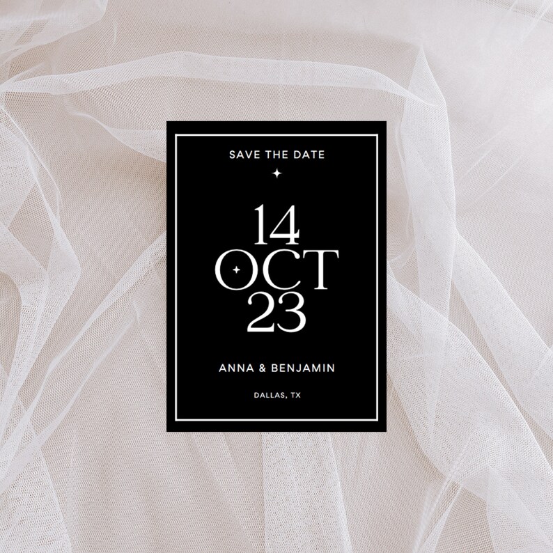 Save the Date Template - Black and White Modern Typography - Etsy