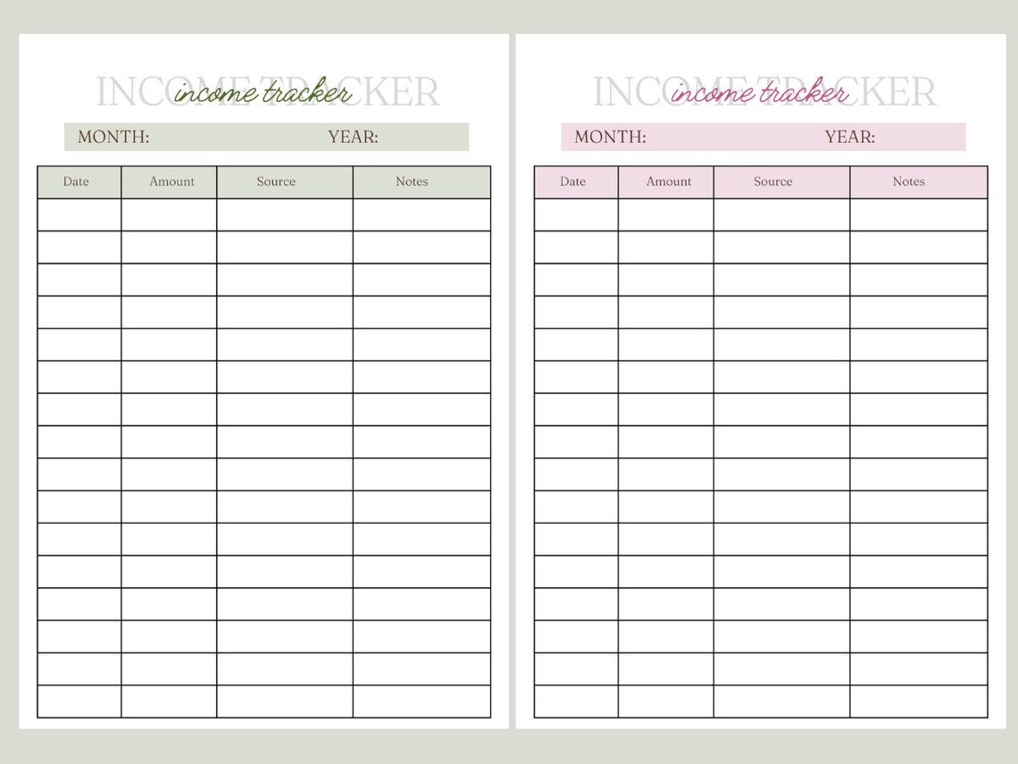 Monthly Income Tracker Printable, Budget Template, Budget Tracker ...