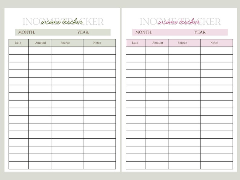 Monthly Income Tracker Printable, Budget Template, Budget Tracker ...