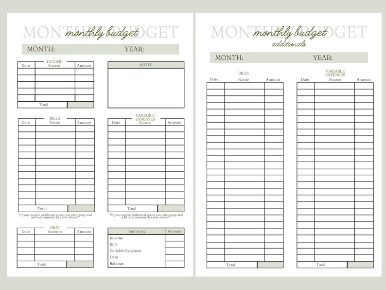 A5 Monthly Budget Printable Package, Budget Template, Income Tracker ...