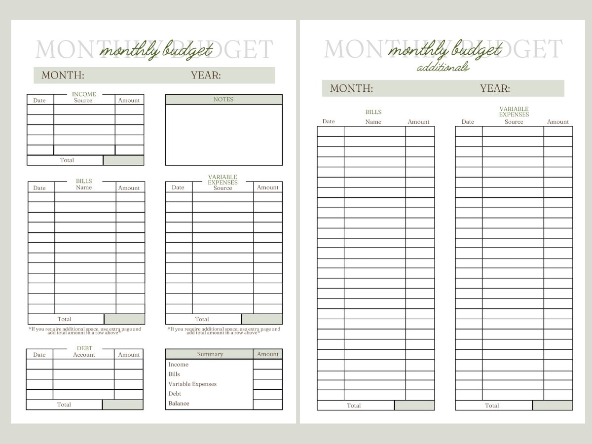 A5 Monthly Budget Printable Package, Budget Template, Income Tracker ...
