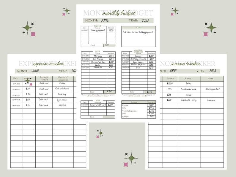 A5 Monthly Budget Printable Package, Budget Template, Income Tracker ...