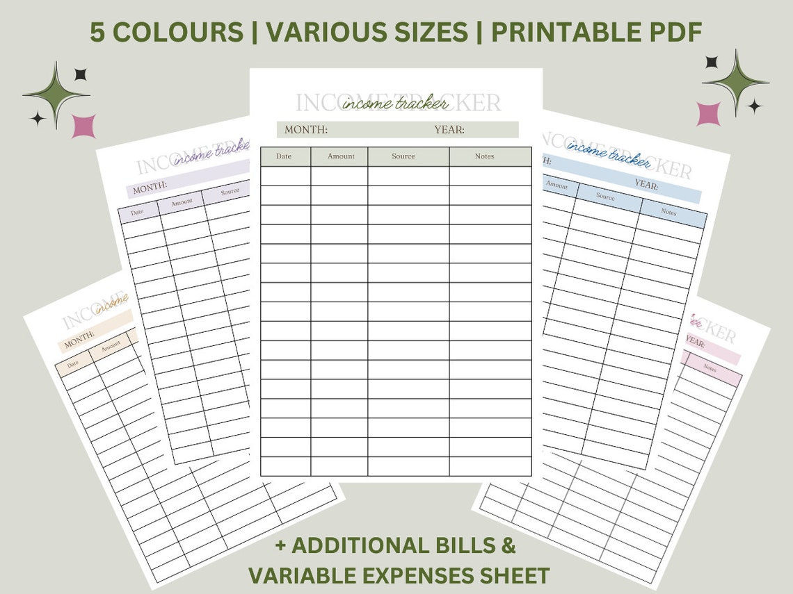 Monthly Income Tracker Printable, Budget Template, Budget Tracker ...
