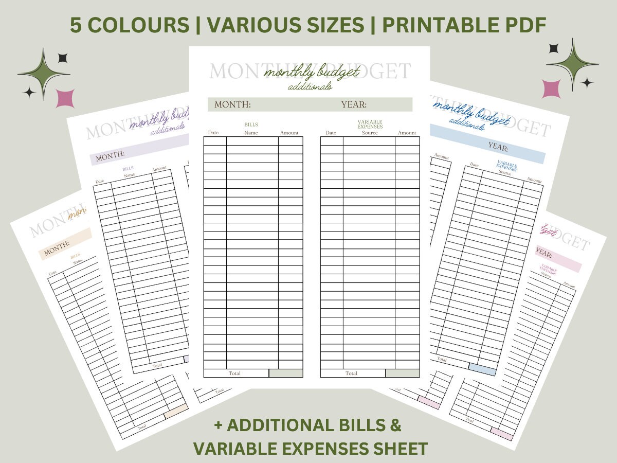 A5 Monthly Budget Printable Package, Budget Template, Income Tracker ...