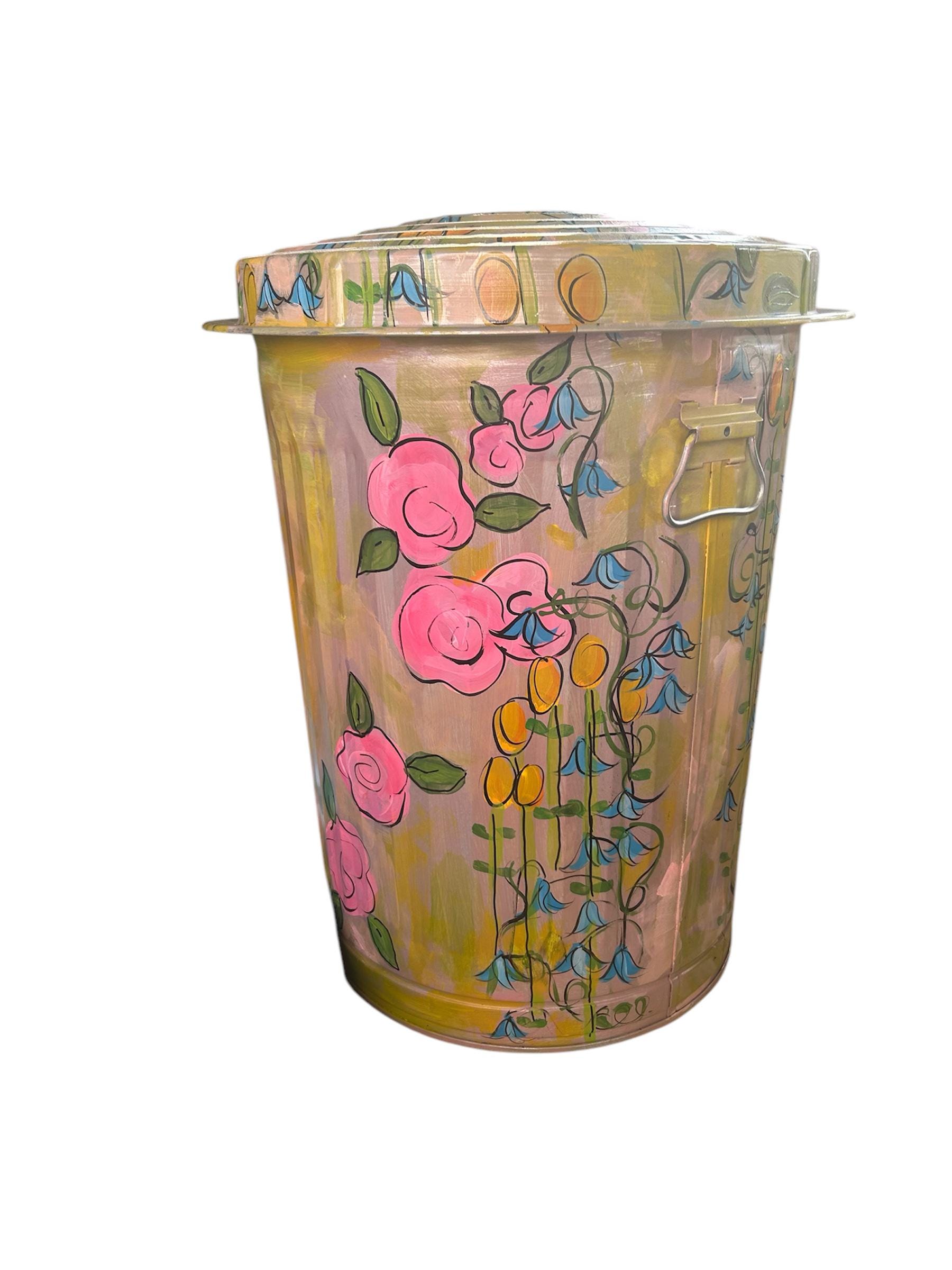 Hand Painted 20gal. Metal Garbage/trash Cans With Lid. 29" X 21" CUSTOM ...
