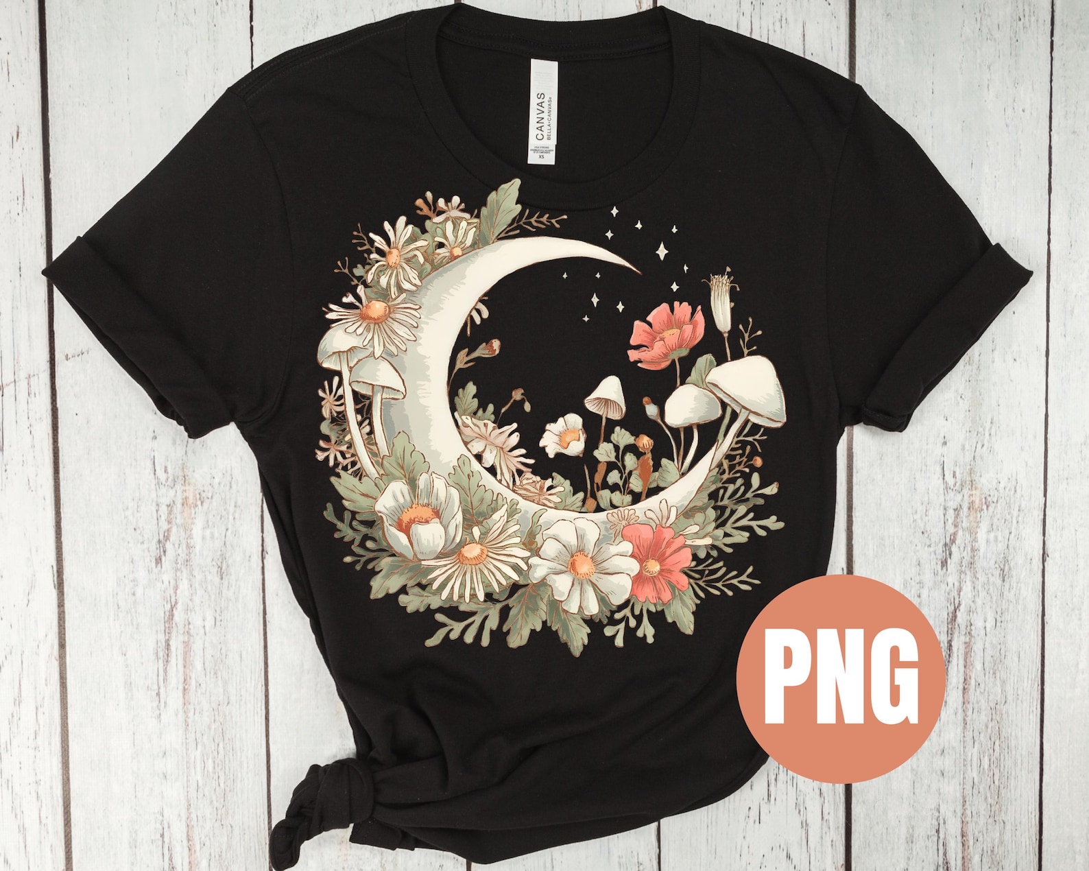 Floral Aesthetic Cottagecore Moon PNG | Goblincore Png | Crescent ...