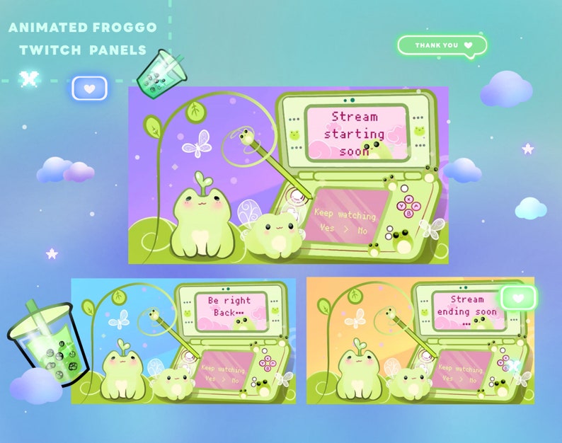 Cute Frog Twitch Animated Overlay, Stream Screens | Twitch/youtube ...