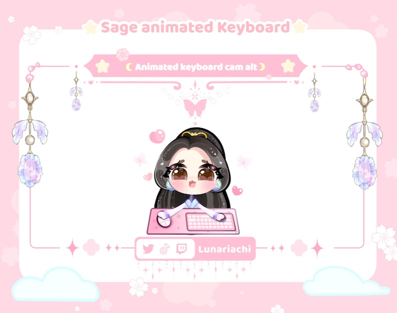 Valorant Cute Kawaii Sage Animated Keyboard Overlay, Map Cover Camera ...