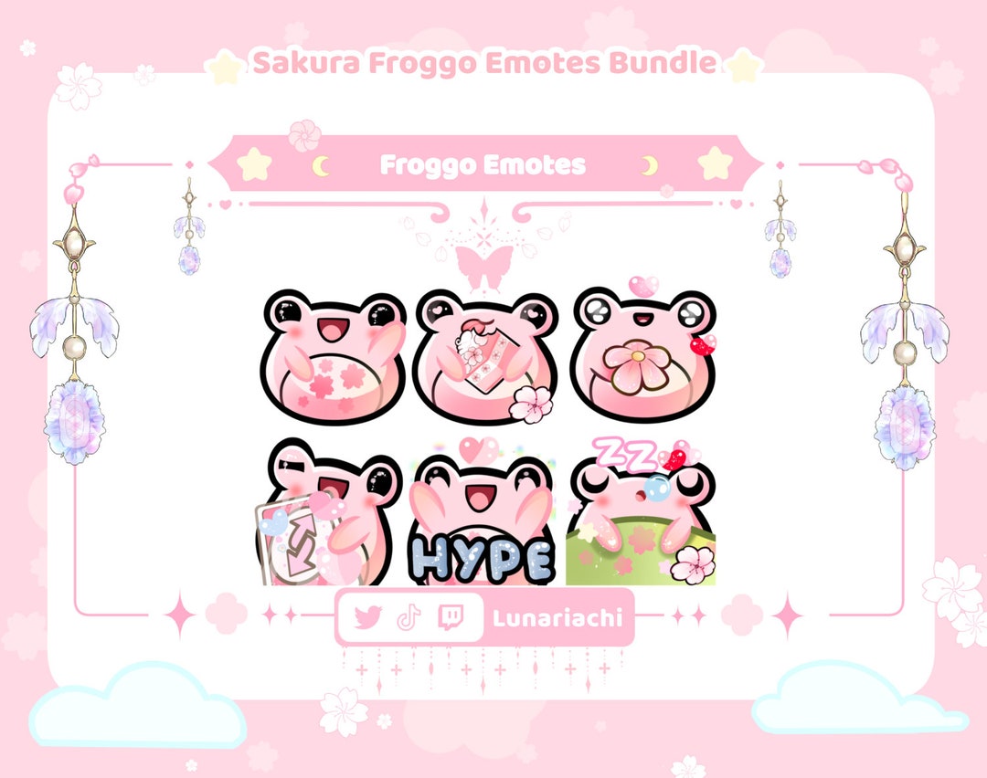Cute Emotes Animals/ Sakura Froggo Emotes Bundle of 6 | Twitch, Discord ...