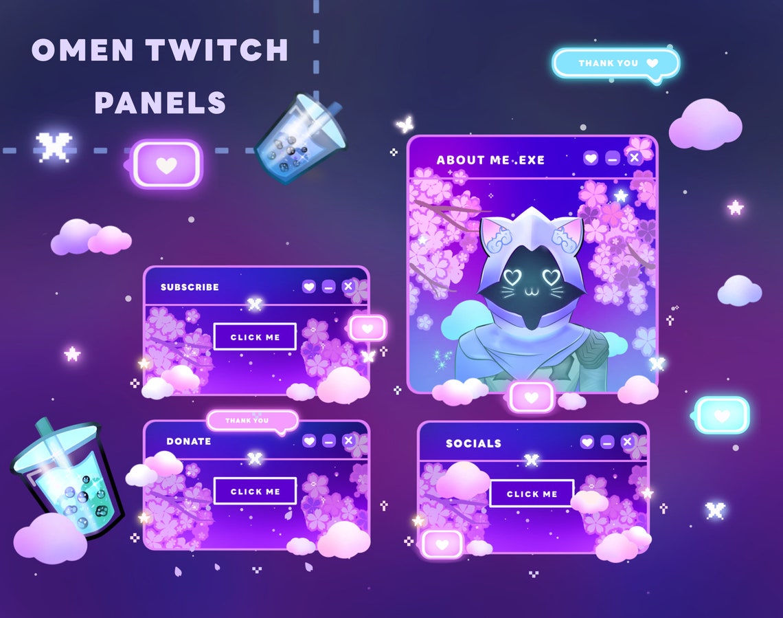 Paneles de Twitch de Valorant Kawaii OMEN KITTY - Etsy México