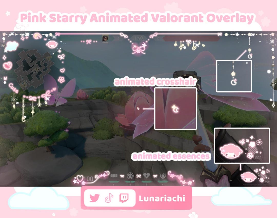 Melochan Pink Valorant Overlay | Customizable Kawaii HUD Valorant Game ...