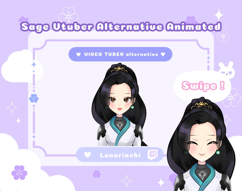 Kawaii Sage Animated Vtuber Alternative | Valorant Twitch Overlay - Etsy
