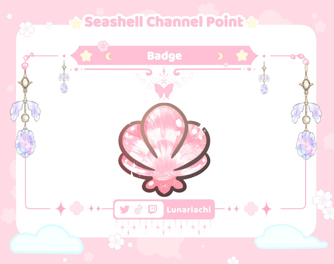 Cute Pink Seashell Channel Point Badge | Kawaii Pastel Twitch Reward ...