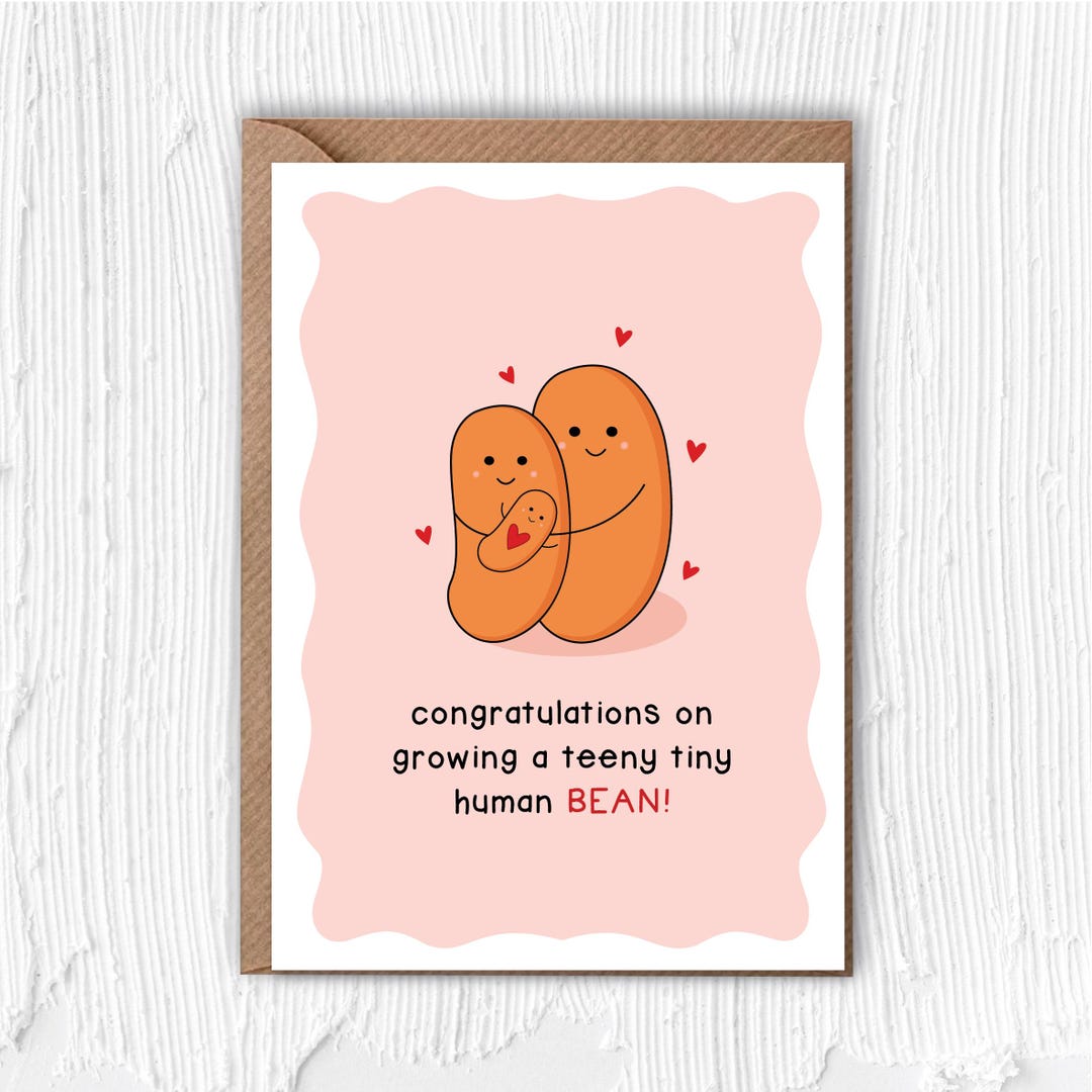 Congrats on Growing A Tiny Human Bean | Card | Cute | Baby | Pregnant ...