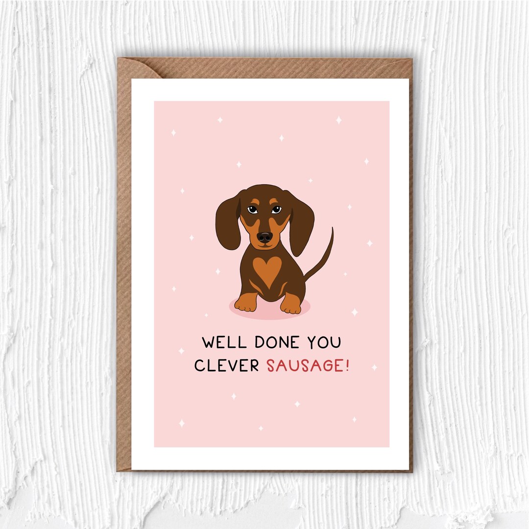 Clever Sausage Dog Congrats Card | Punny Greeting - Etsy