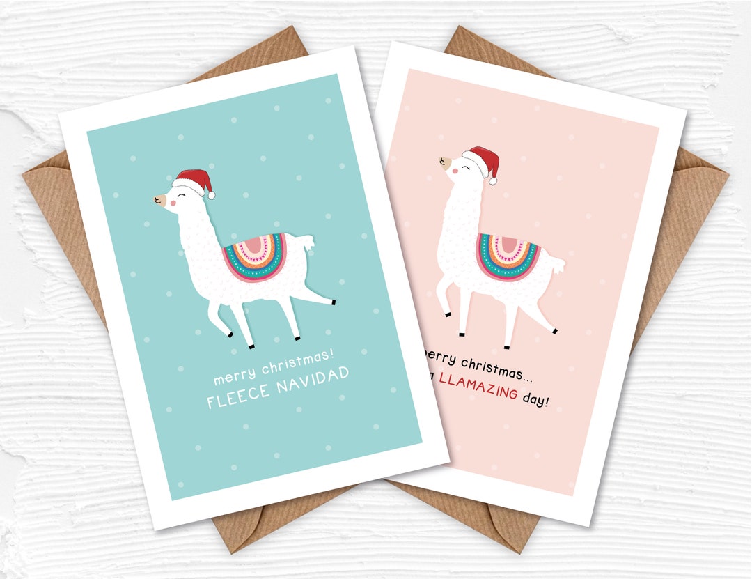 Llama Christmas Card Fleece Navidad Have a Llamazing Day - Etsy