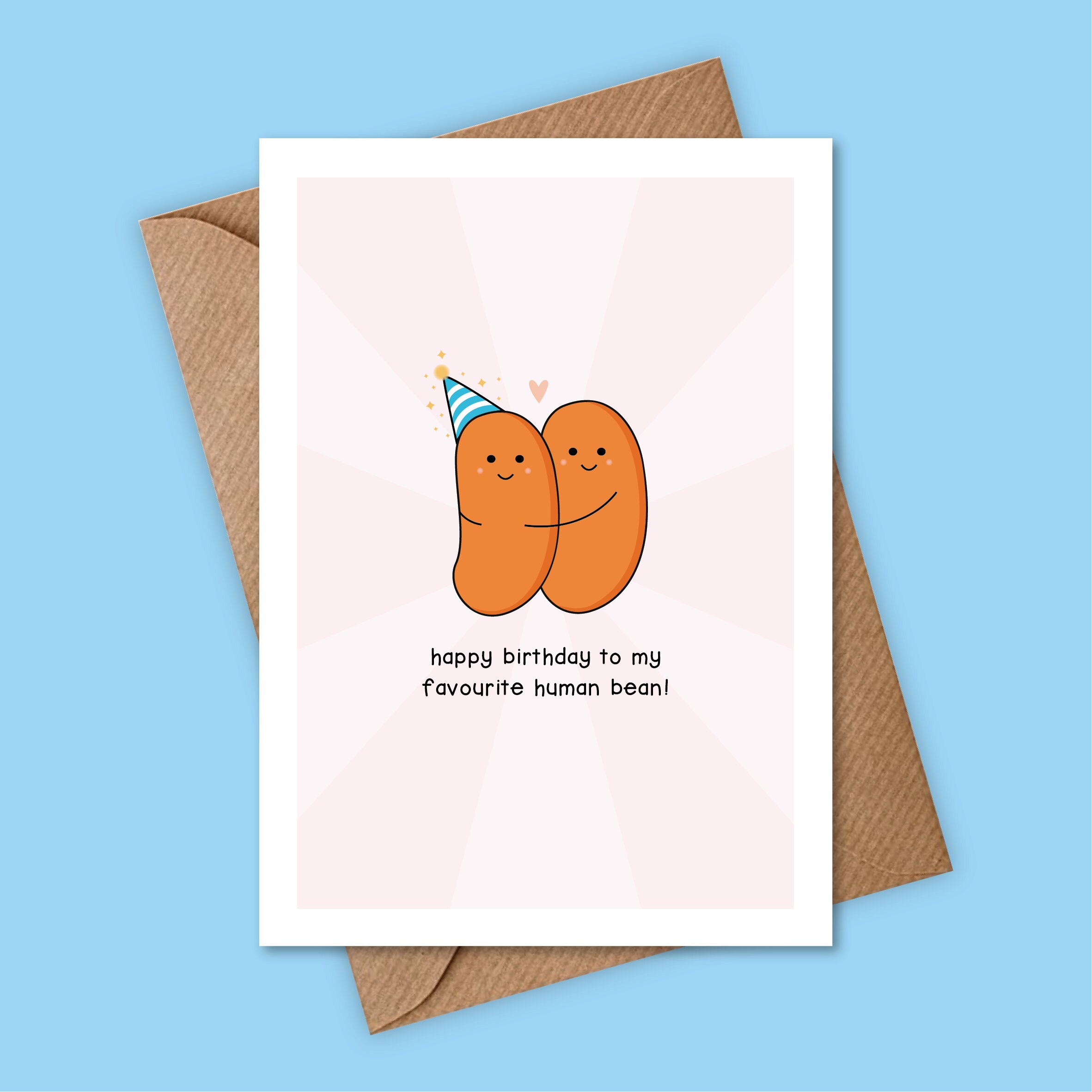 Happy Birthday to My Favourite Human Bean Card Cute - Etsy