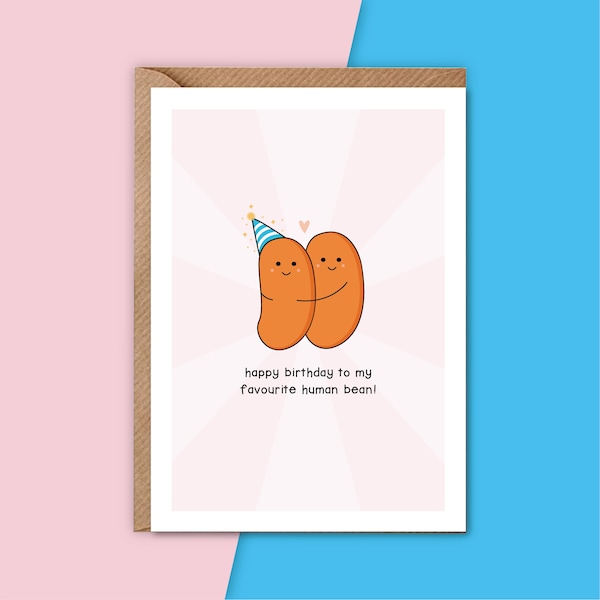 Human Bean Birthday Card - Etsy
