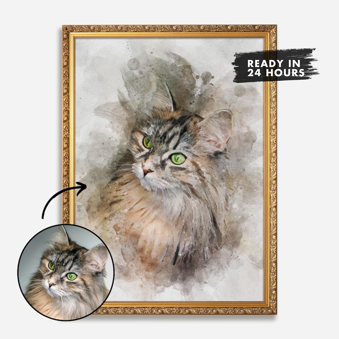 Custom Watercolor Pet Portrait From Photo, Personalized Pet Portrait ...