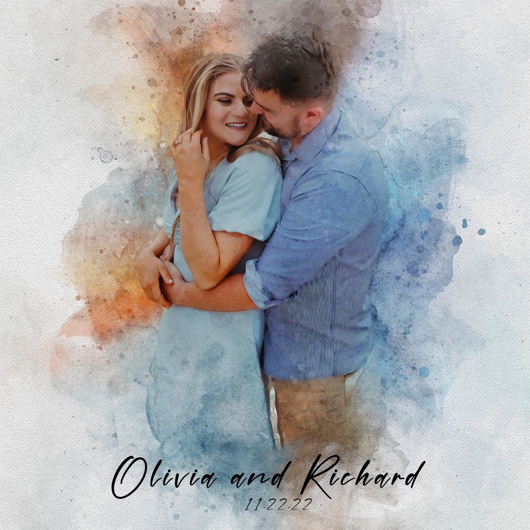 Custom Watercolor Portrait, Anniversary Gift, Handmade Art, Portrait ...
