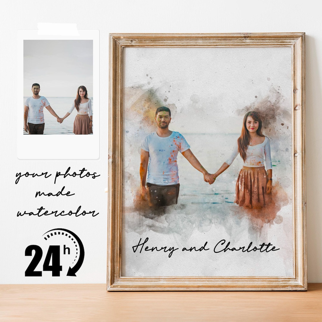 Handmade Watercolor Love Story | Custom Couple Illustration | First ...